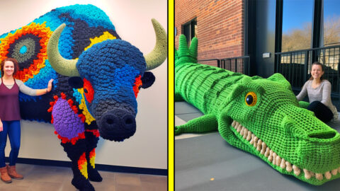 Giant Life-Size Crochet Animals (Including a Crochet Elephant)