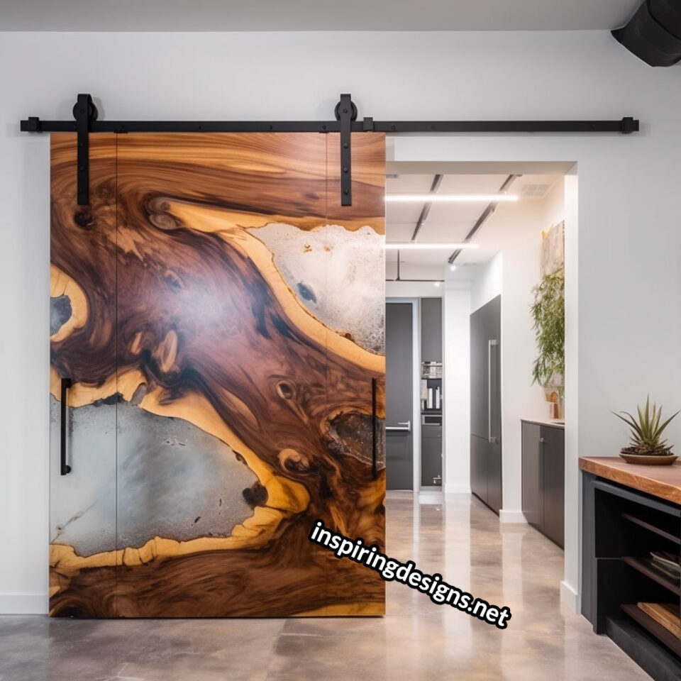 Live Edge Wooden Barn Doors With Epoxy Resin Is an Incredible Look That ...