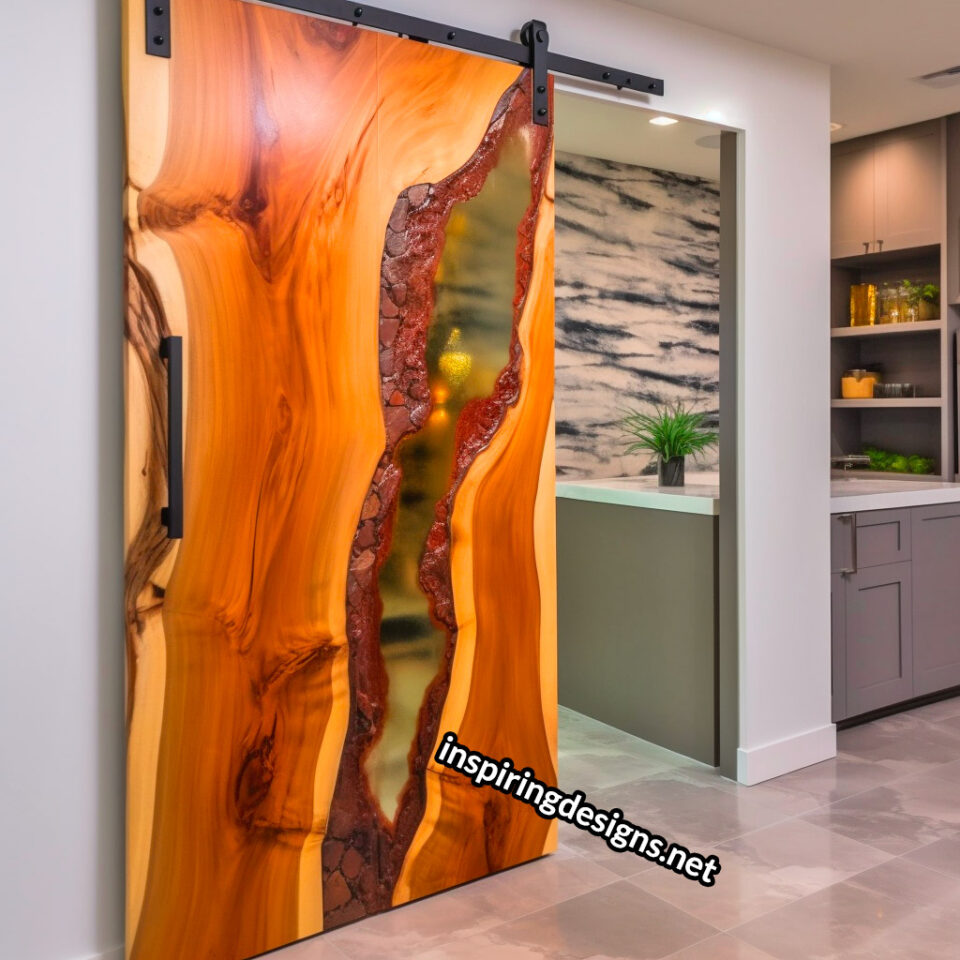 Live Edge Wooden Barn Doors With Epoxy Resin Is an Incredible Look That ...