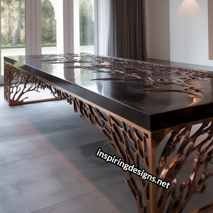 20+ Tree Design Luxury Dining Tables Made From Metal and Glass