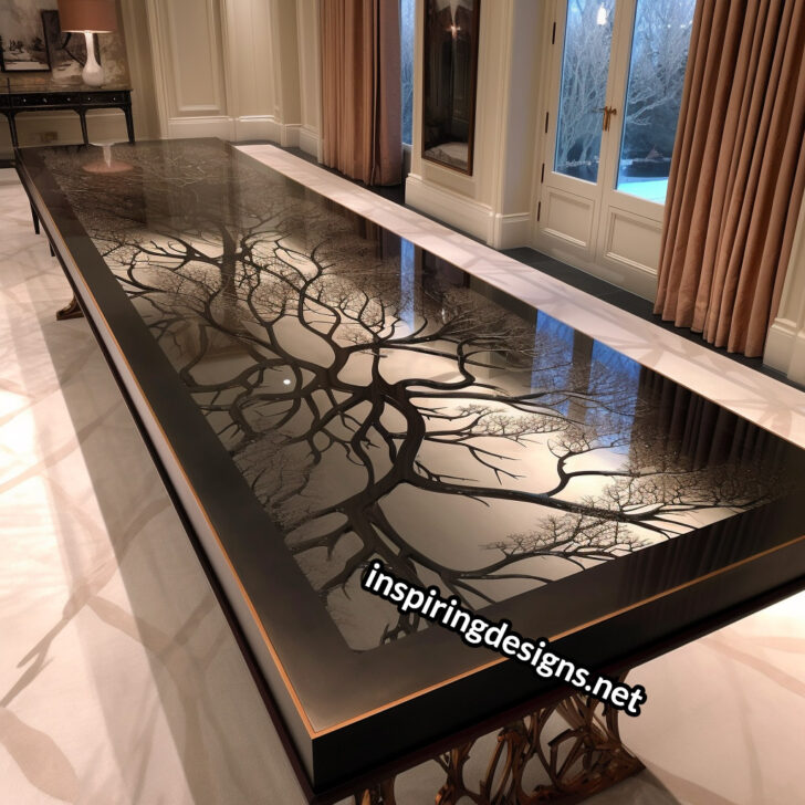20+ Tree Design Luxury Dining Tables Made From Metal and Glass
