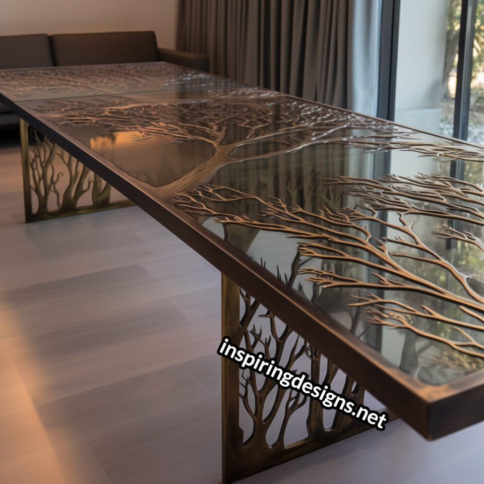 20+ Tree Design Luxury Dining Tables Made From Metal and Glass