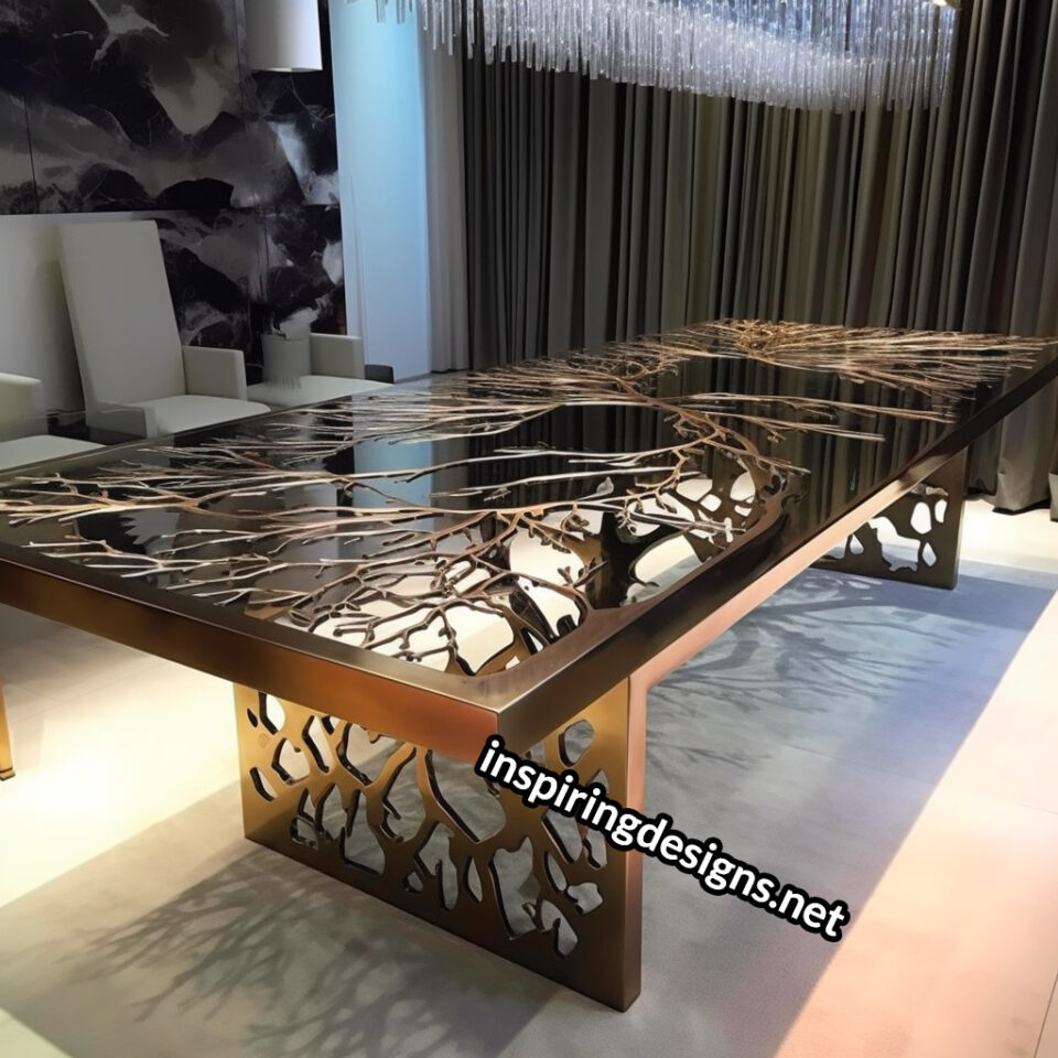 20+ Tree Design Luxury Dining Tables Made From Metal and Glass