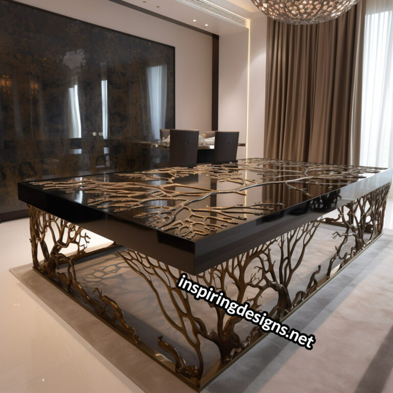 20+ Tree Design Luxury Dining Tables Made From Metal and Glass