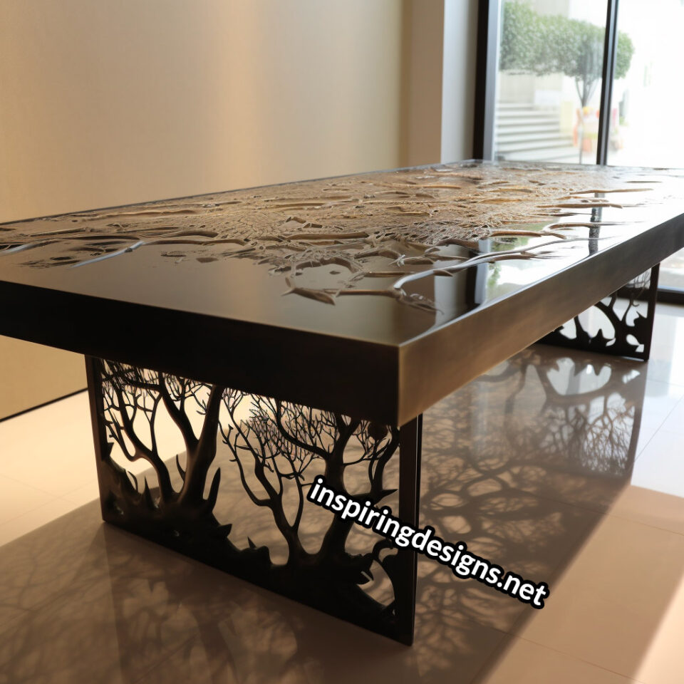 20+ Tree Design Luxury Dining Tables Made From Metal and Glass