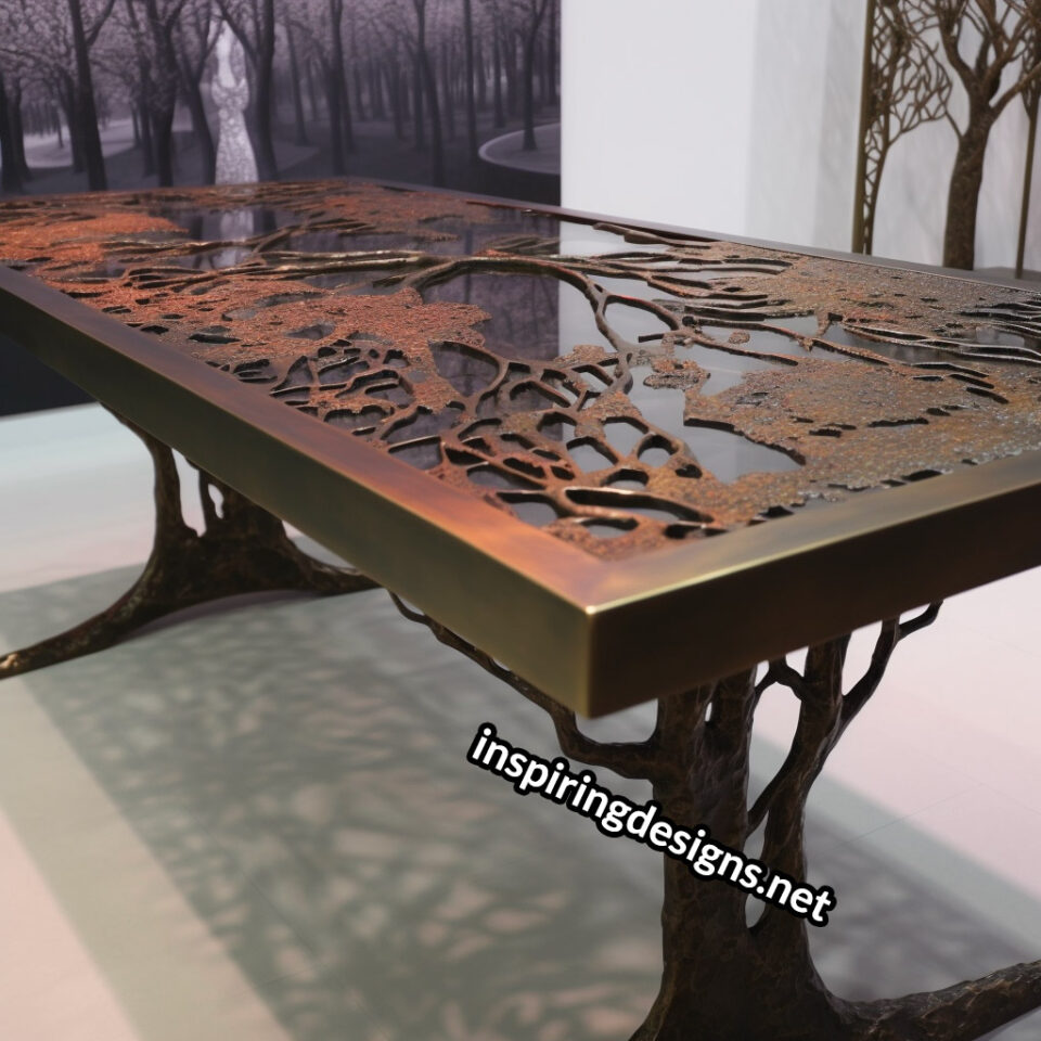 20+ Tree Design Luxury Dining Tables Made From Metal and Glass