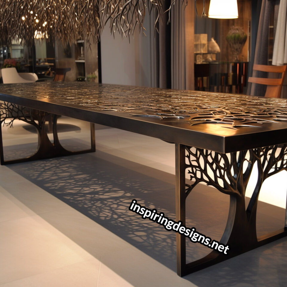 20+ Tree Design Luxury Dining Tables Made From Metal and Glass