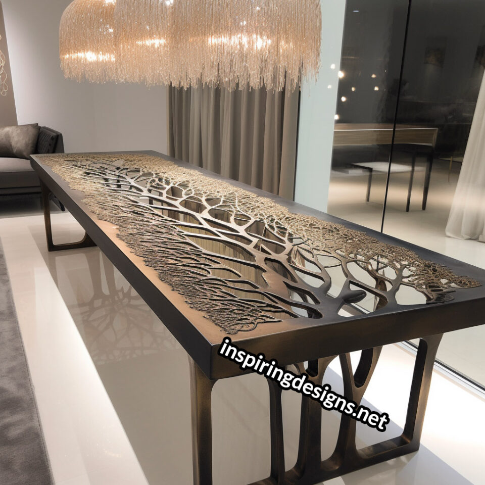 20+ Tree Design Luxury Dining Tables Made From Metal and Glass