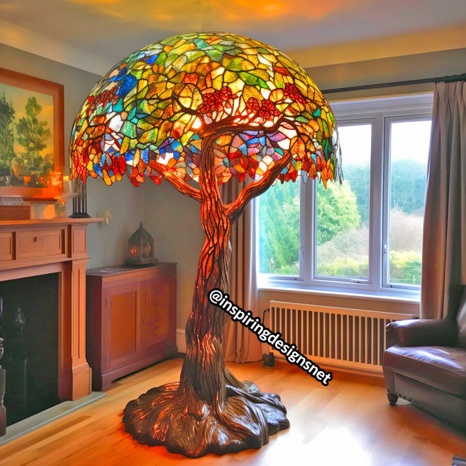 These Oversized Stained Glass Tree Lamps Are An Impressive Decor Piece ...
