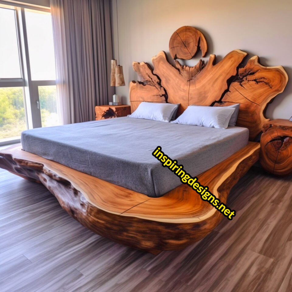These Live Edge Wood Slab Bed Frames Turn Your Bed into a Stunning ...
