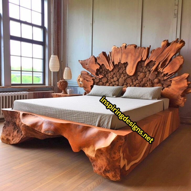 These Live Edge Wood Slab Bed Frames Turn Your Bed into a Stunning ...