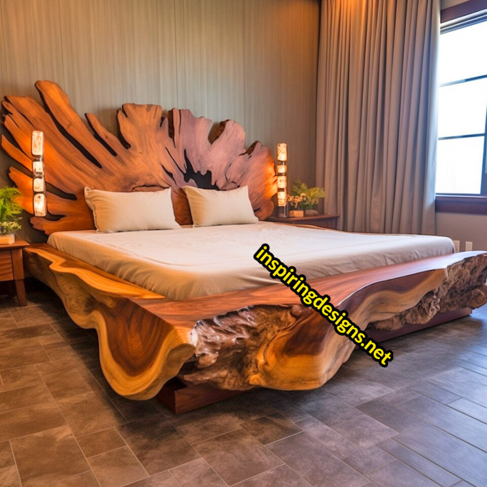These Live Edge Wood Slab Bed Frames Turn Your Bed into a Stunning ...