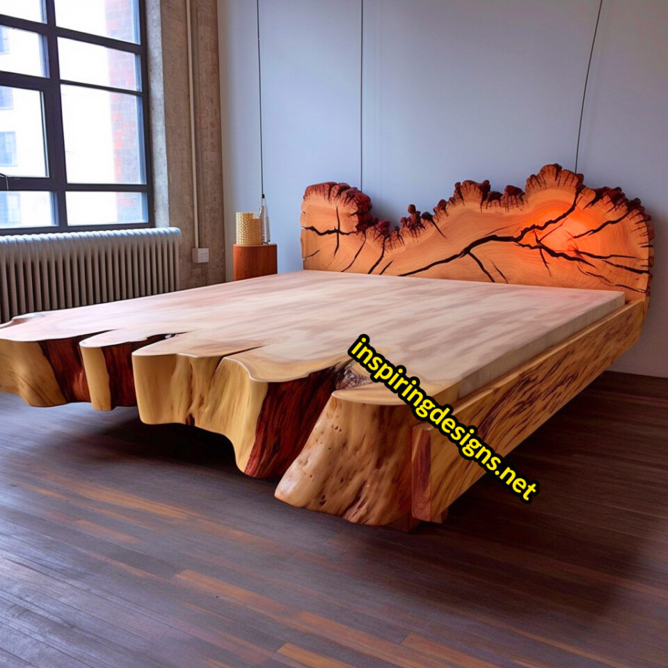 These Live Edge Wood Slab Bed Frames Turn Your Bed into a Stunning ...
