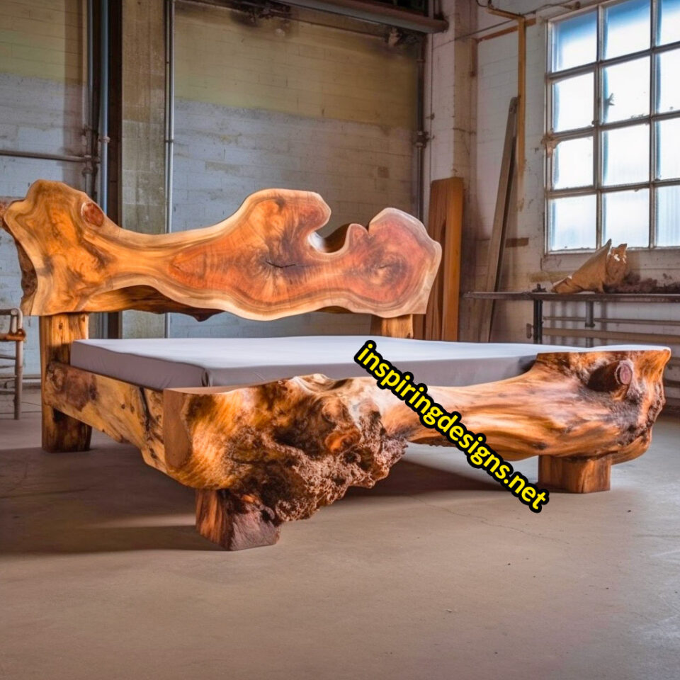 These Live Edge Wood Slab Bed Frames Turn Your Bed into a Stunning ...