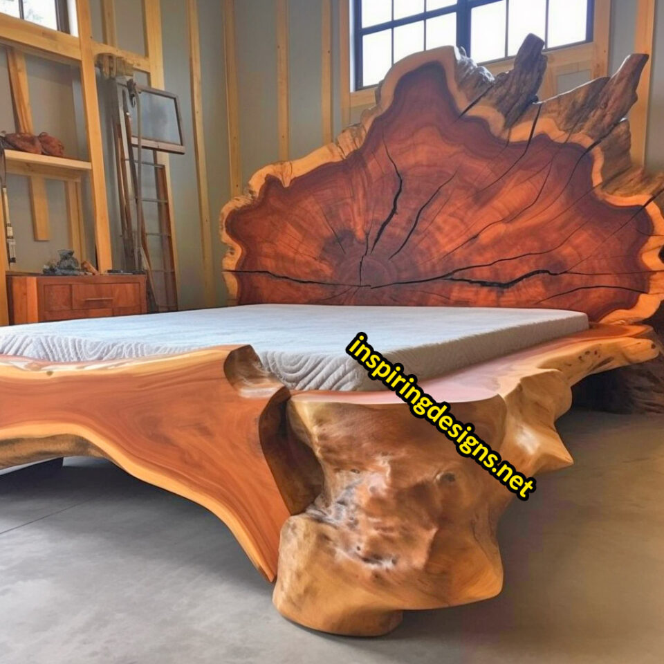 These Live Edge Wood Slab Bed Frames Turn Your Bed into a Stunning ...