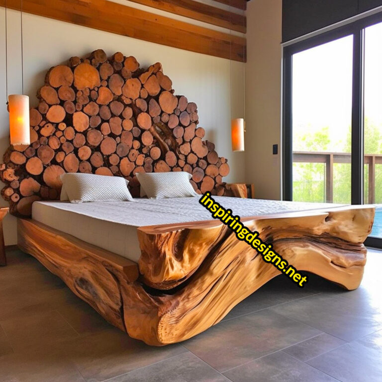 These Live Edge Wood Slab Bed Frames Turn Your Bed into a Stunning ...