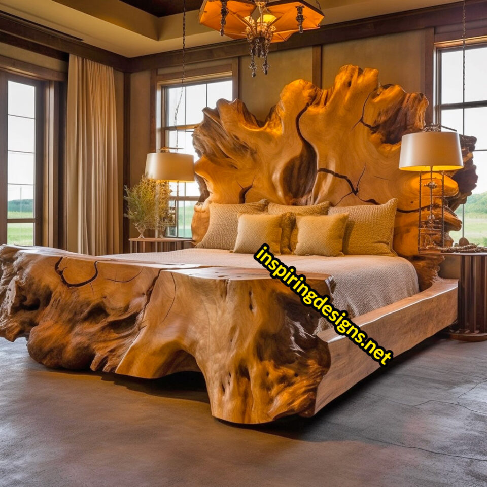 These Live Edge Wood Slab Bed Frames Turn Your Bed into a Stunning ...