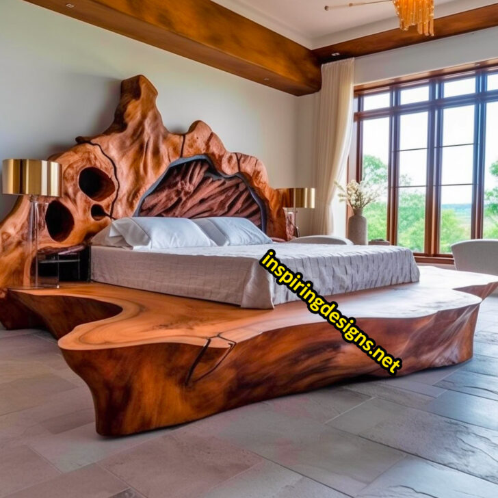 These Live Edge Wood Slab Bed Frames Turn Your Bed into a Stunning ...