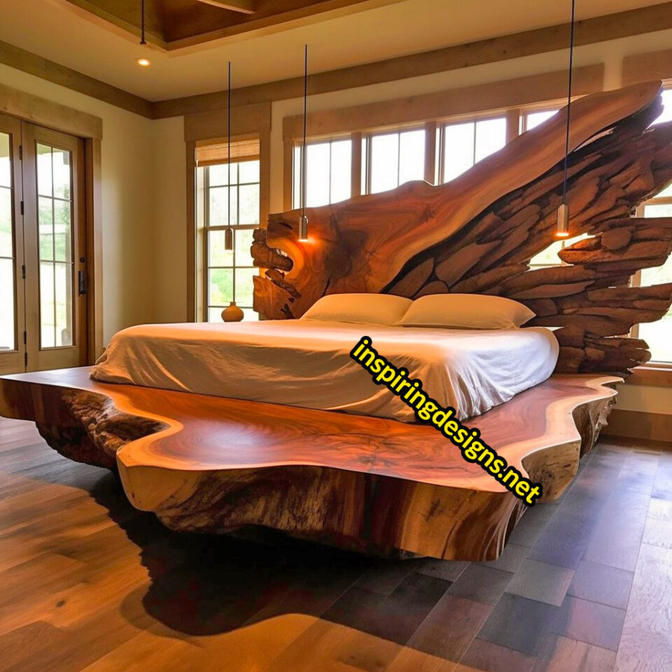 These Live Edge Wood Slab Bed Frames Turn Your Bed into a Stunning ...