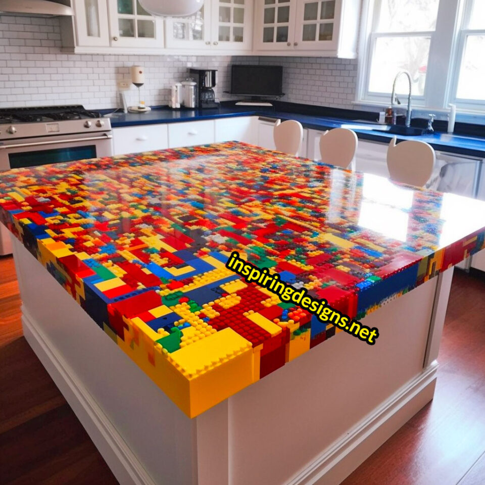 Kitchen Island Countertops Made From LEGOs and Epoxy
