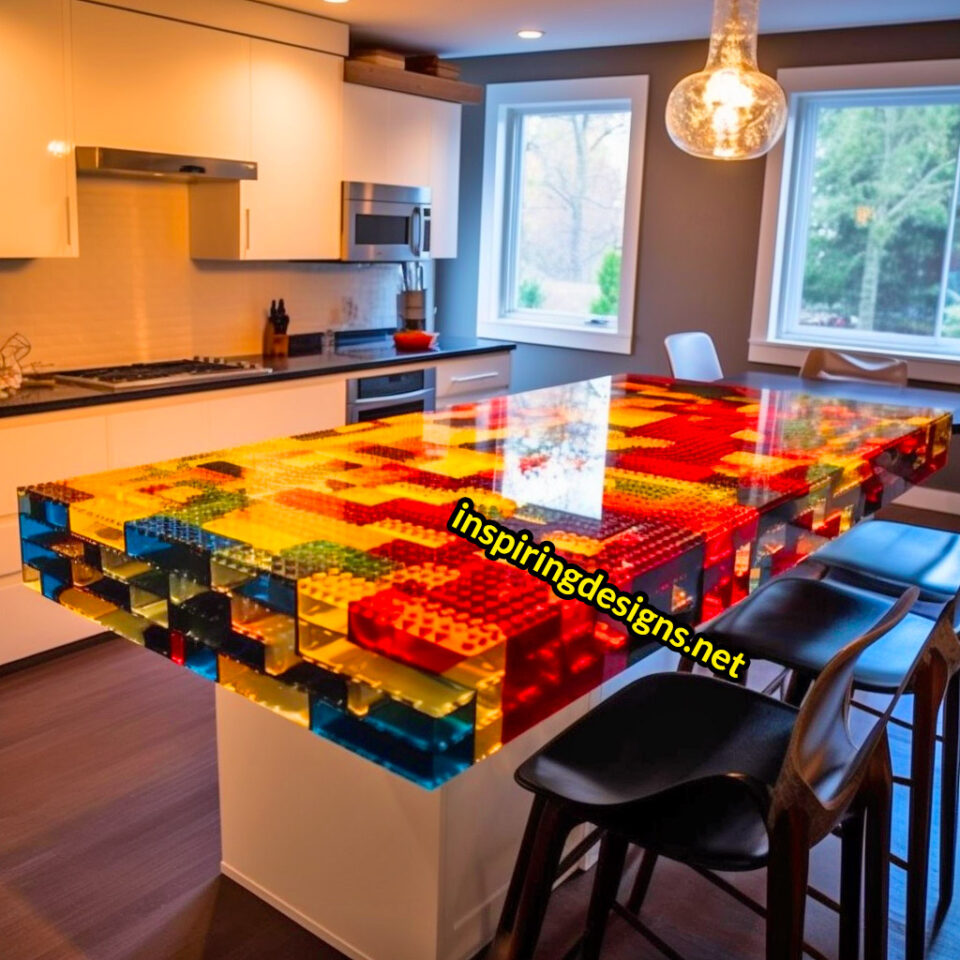 Kitchen Island Countertops Made From LEGOs and Epoxy - Inspiring Designs