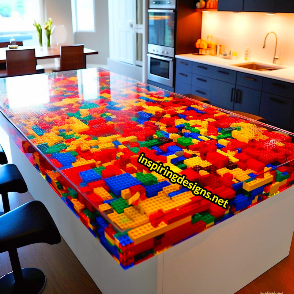 Kitchen Island Countertops Made From LEGOs and Epoxy - Inspiring Designs