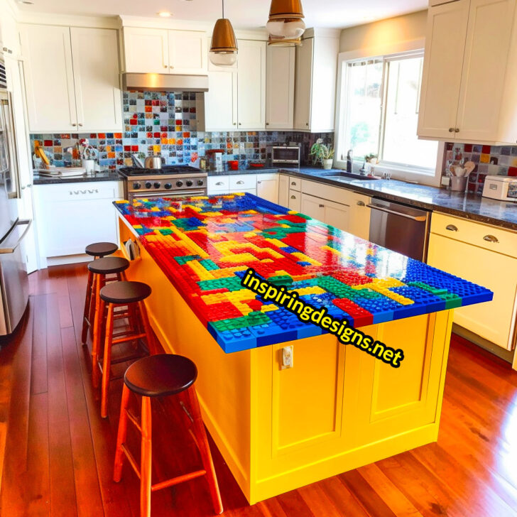 Kitchen Island Countertops Made From LEGOs and Epoxy