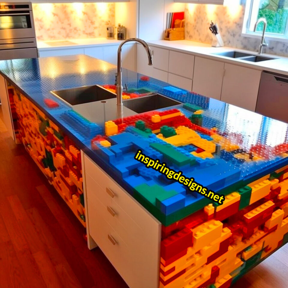 Kitchen Island Countertops Made From LEGOs and Epoxy