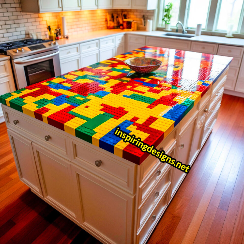 Kitchen Island Countertops Made From LEGOs and Epoxy - Inspiring Designs