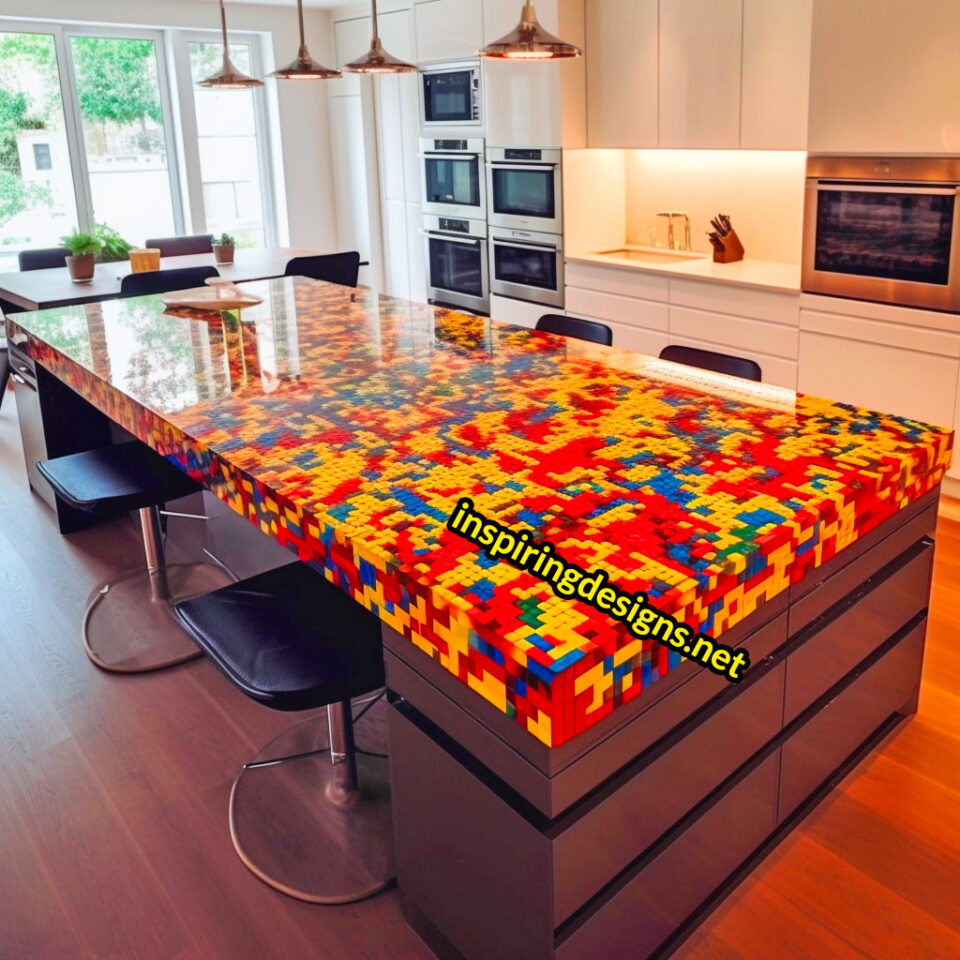 Kitchen Island Countertops Made From LEGOs and Epoxy - Inspiring Designs