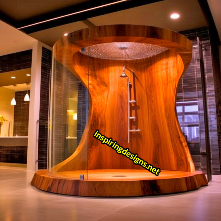 These Epic Showers Are Made From Giant Slabs of Live Edge Wood