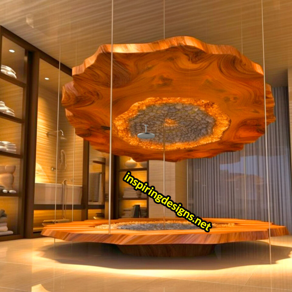These Epic Showers Are Made From Giant Slabs of Live Edge Wood