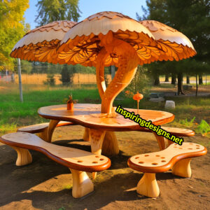 These Tree and Mushroom Shaped Picnic Table and Umbrella Sets Transform ...