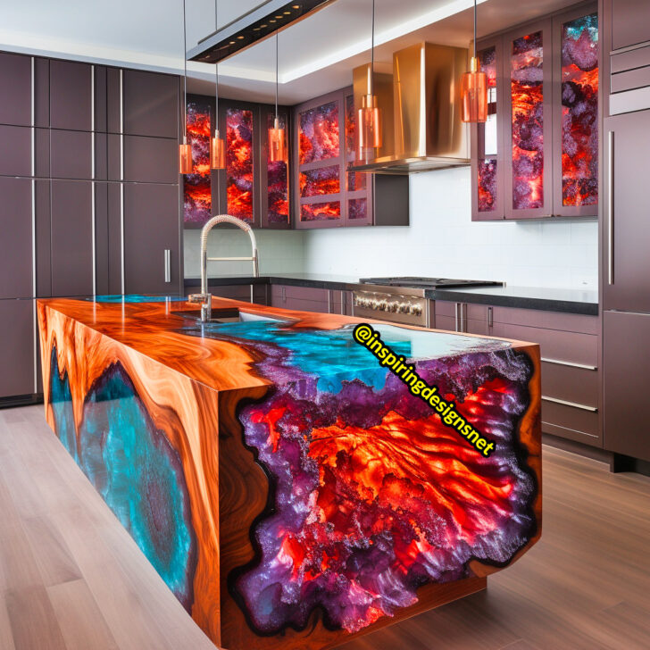 These Kitchen Islands Made From Geode, Wood, and Epoxy Blend Natural ...