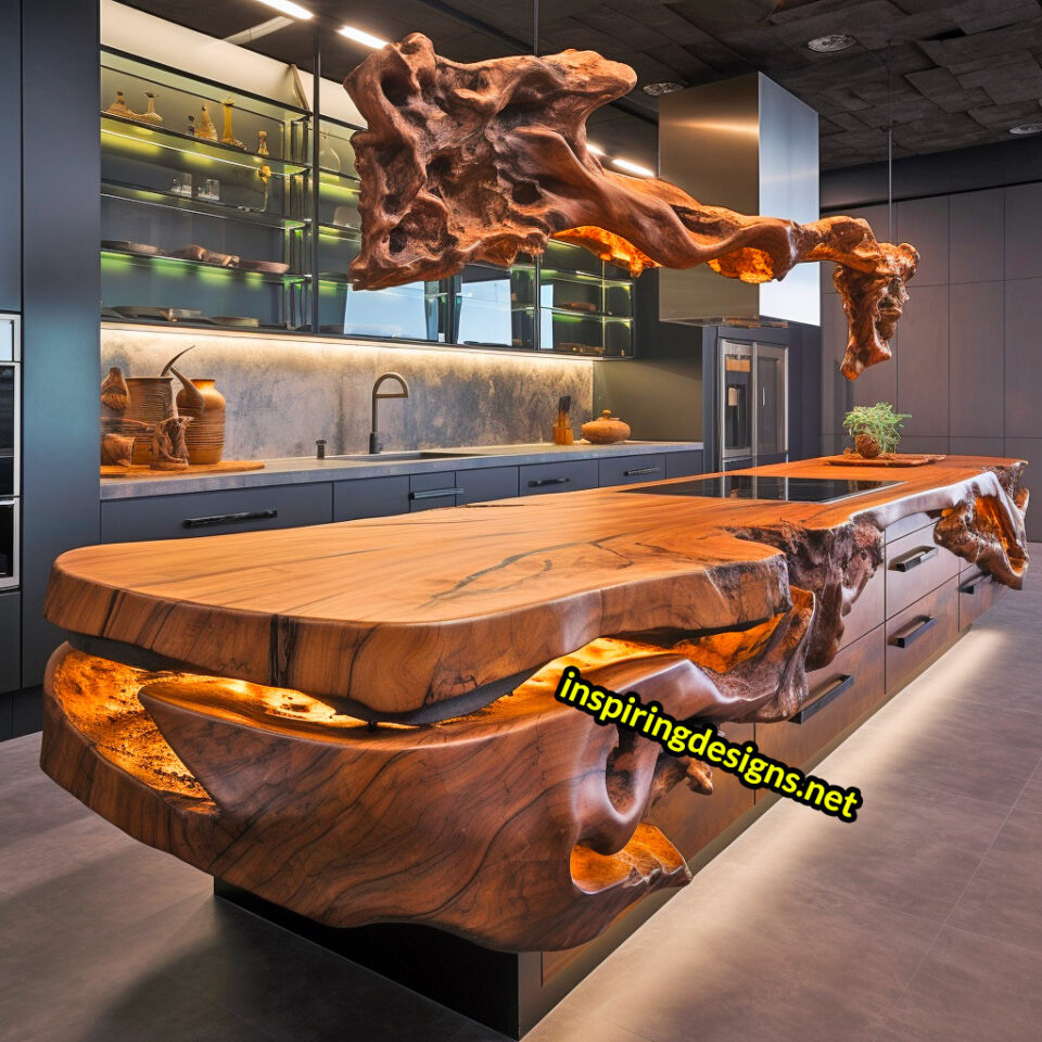These Stunning Live Edge Wooden Kitchen Designs Are a Symphony of Wood ...