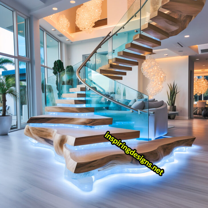 These Stunning Staircases Made From Live Edge Wood and Epoxy Are a Step ...