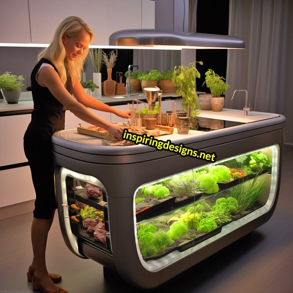These Kitchen Islands Have Built-in Composters and Hydroponics Gardens