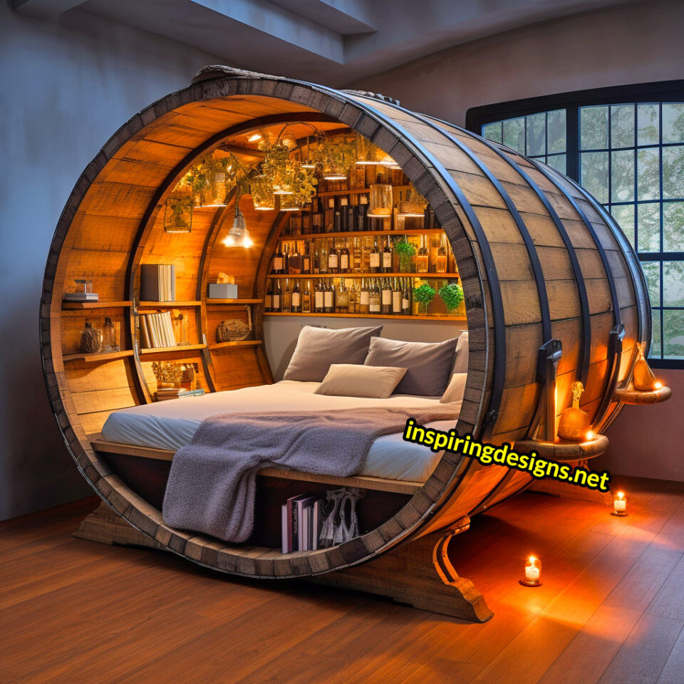 These Giant Wine Barrel Beds Will Have You Dreaming in Red and White
