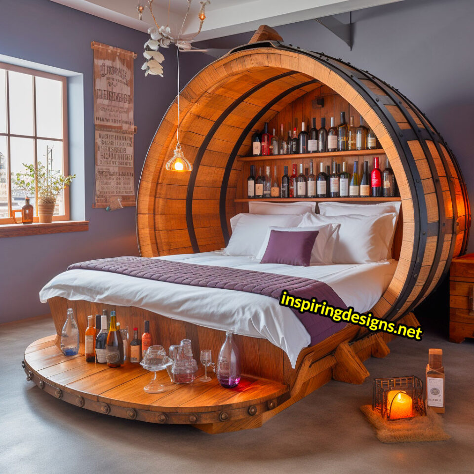 These Giant Wine Barrel Beds Will Have You Dreaming in Red and White