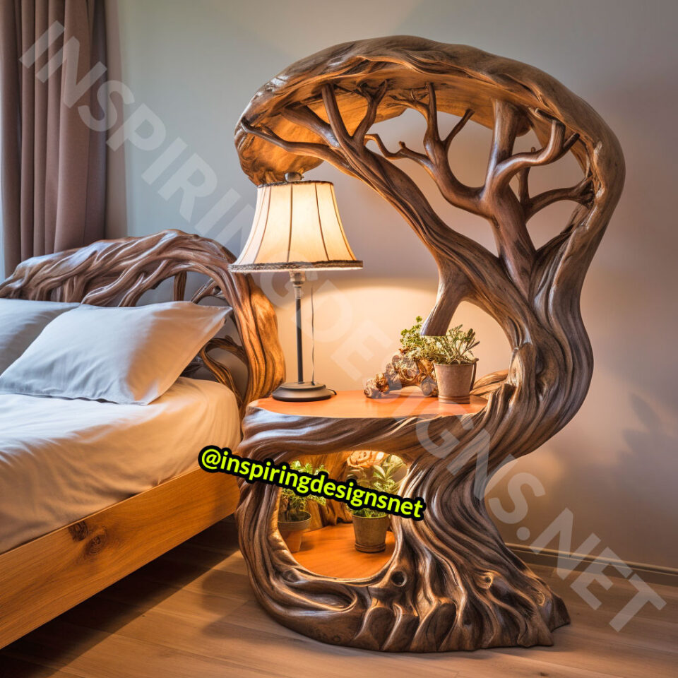 These Wooden Tree Of Life Nightstand Tables Illuminate Your Bedroom ...
