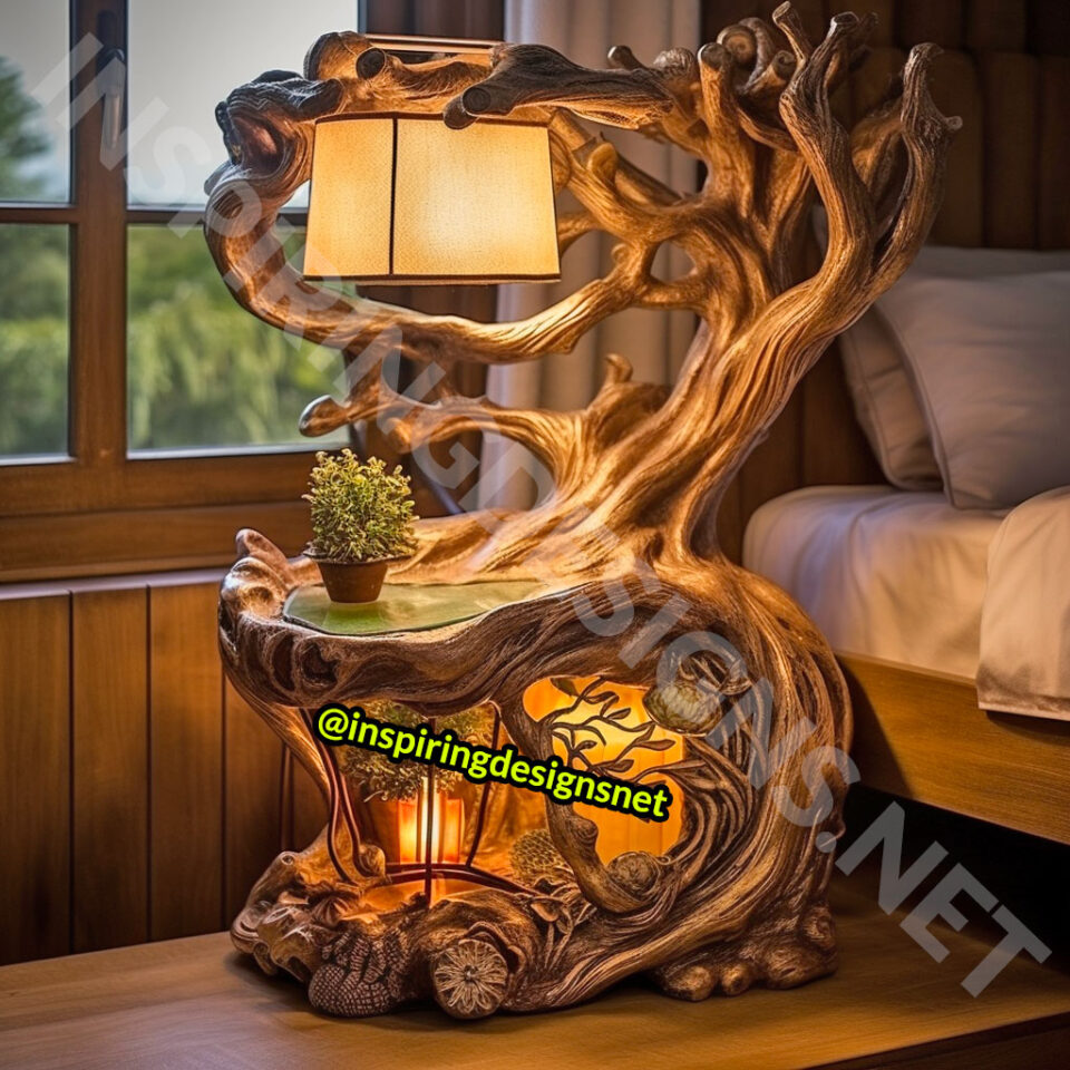 These Wooden Tree Of Life Nightstand Tables Illuminate Your Bedroom ...