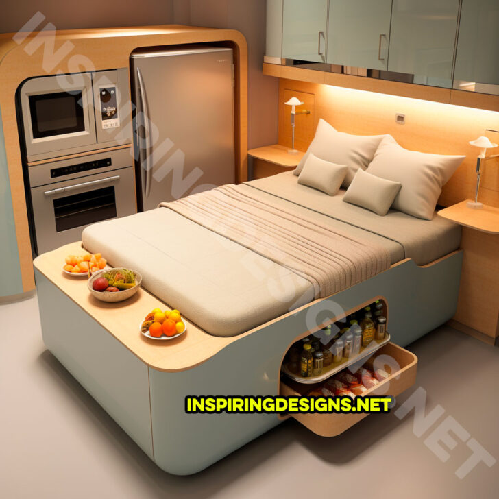 These Beds Have Built-In Kitchens: Never Leave Bed For That Midnight Snack!
