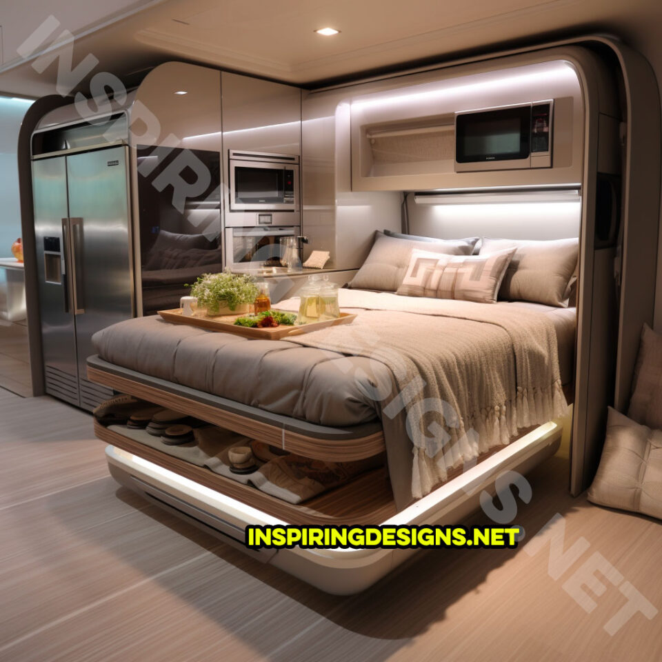 These Beds Have Built-In Kitchens: Never Leave Bed For That Midnight Snack!