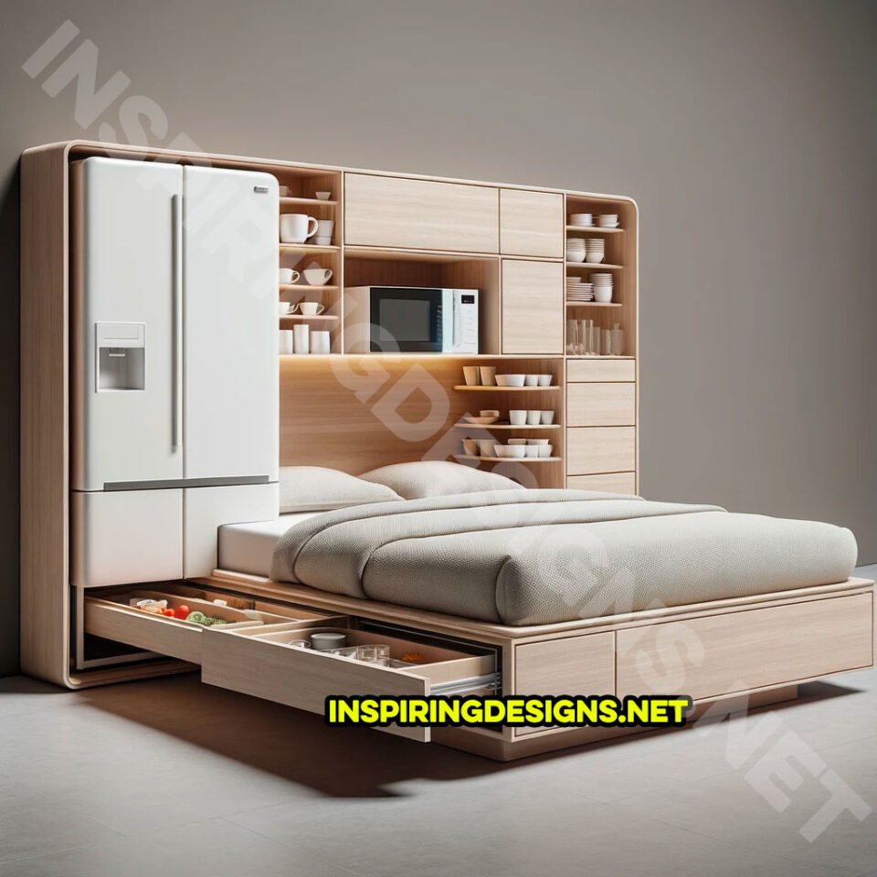These Beds Have Built-In Kitchens: Never Leave Bed For That Midnight Snack!
