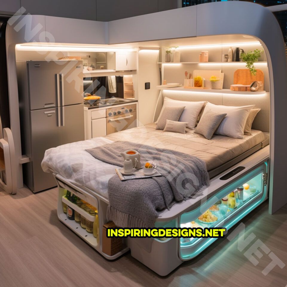 These Beds Have Built-In Kitchens: Never Leave Bed For That Midnight Snack!