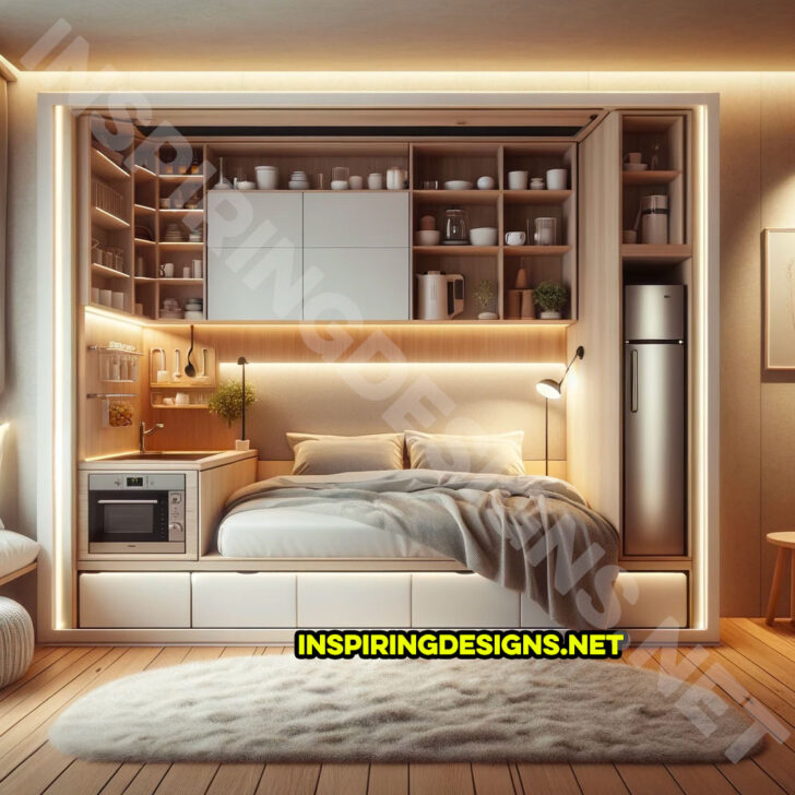 These Beds Have Built-In Kitchens: Never Leave Bed For That Midnight Snack!