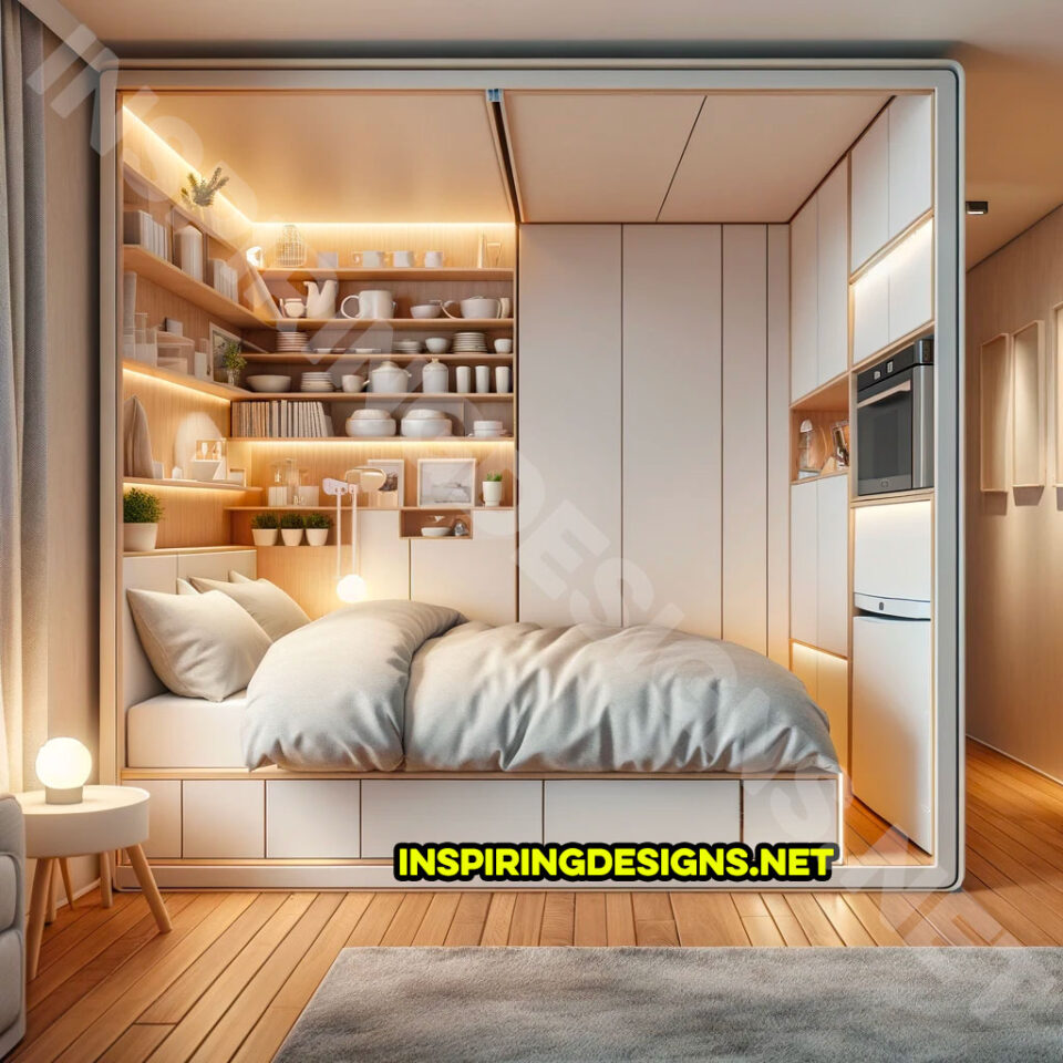 These Beds Have Built-In Kitchens: Never Leave Bed For That Midnight Snack!
