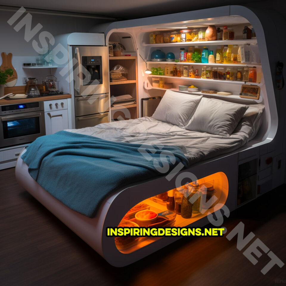 These Beds Have Built-In Kitchens: Never Leave Bed For That Midnight Snack!