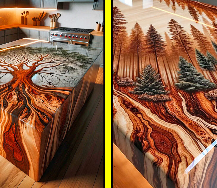 These Incredible Wood and Epoxy Kitchen Islands Feature Stunning ...