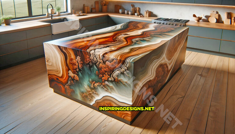 These Incredible Wood and Epoxy Kitchen Islands Feature Stunning ...